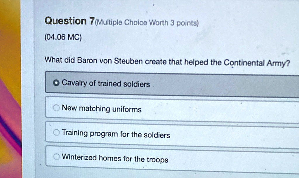 question 7 multiple choice worth 3 points 0406 mc what did baron von ...