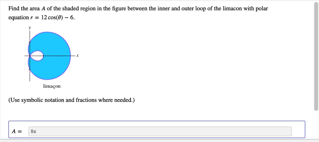 SOLVED: Find the area A of the shaded region in the figure between the ...