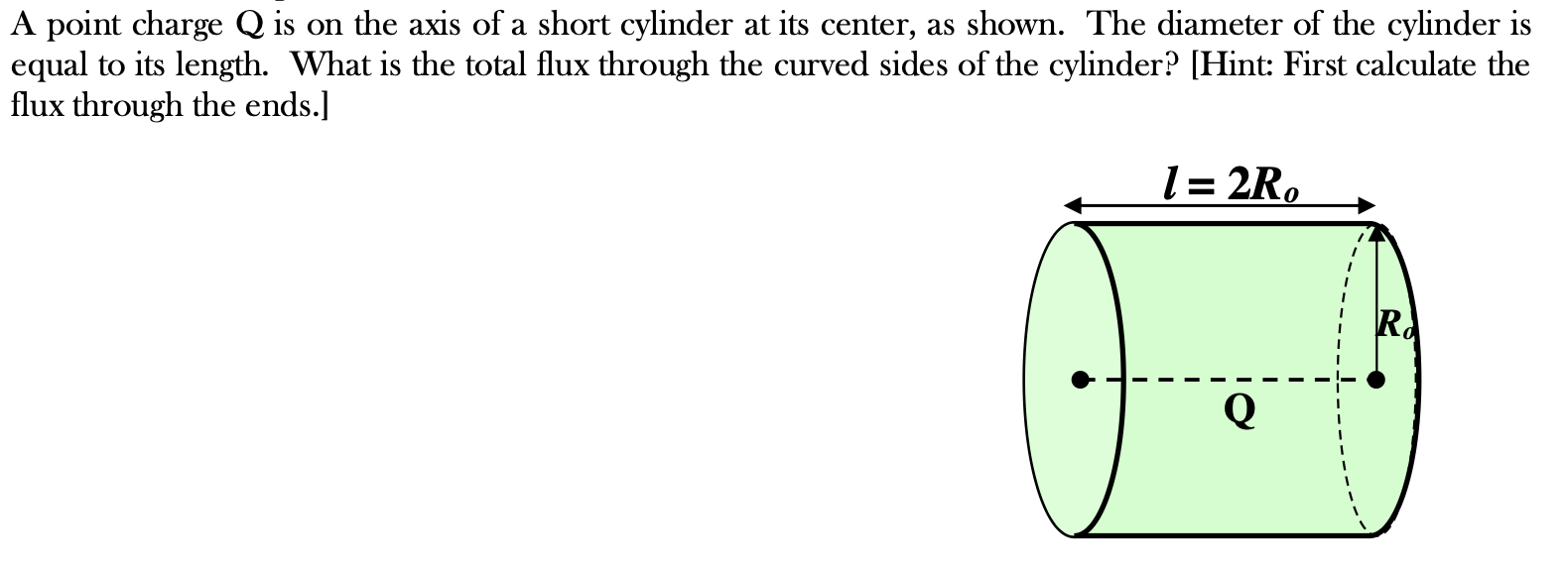 A point charge Q is on the axis of a short cylinder at its center, as ...
