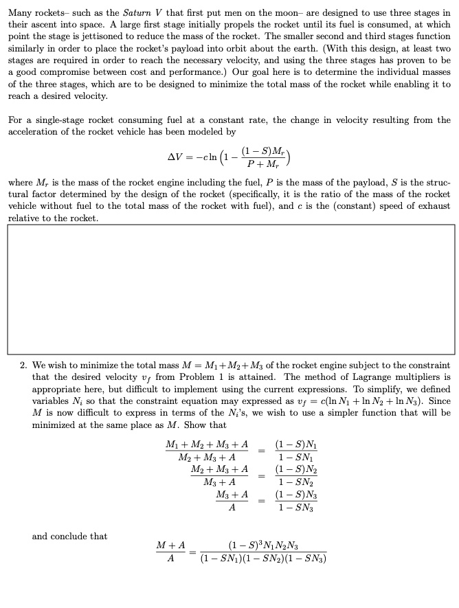 SOLVED: Many rockets, such as the Saturn V that first put men on the ...