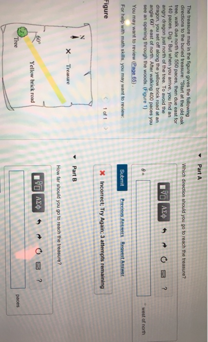 Part A The treasure map in the figure gives the following directions to ...