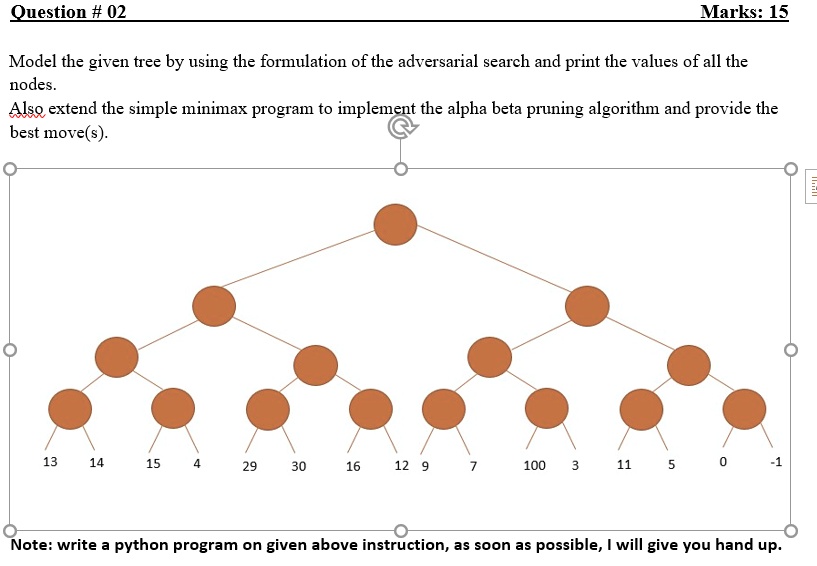 SOLVED: Text: Question #02 Marks: 15 Model the given tree by using the formulation of the ...