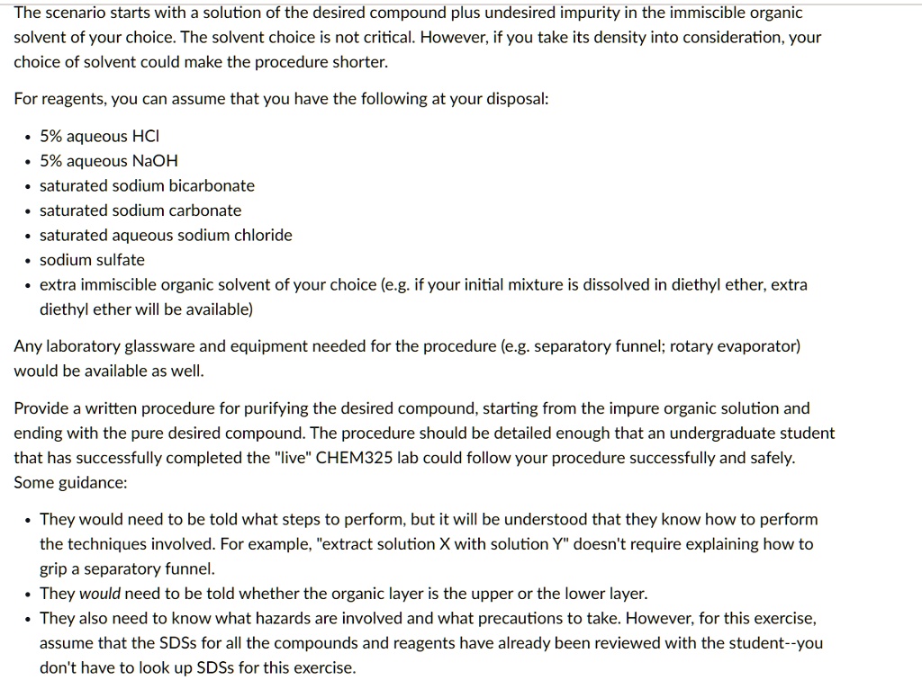 SOLVED: The scenario starts with a solution of the desired compound ...