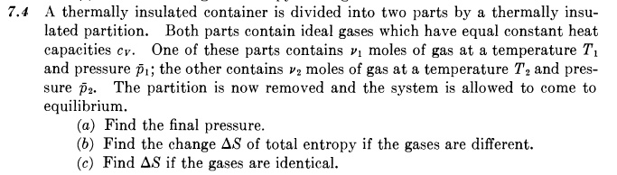 SOLVED: 1 thermally insulated container is divided into two parts by thermally insu- lated ...