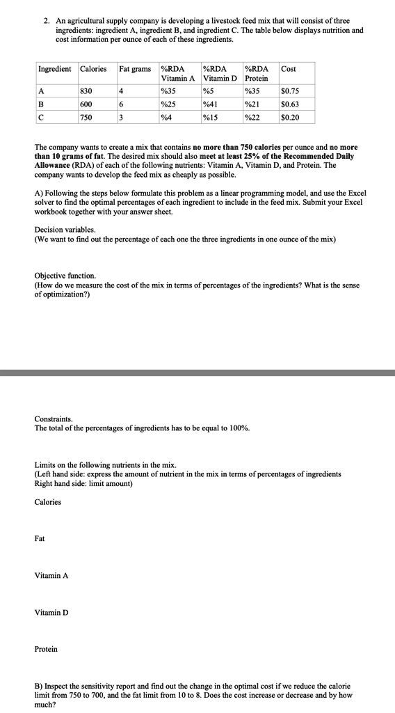 SOLVED: I JUST NEED HELP WITH PART B PLEASE. USE EXCEL PLEASE Inspect the sensitivity report and ...