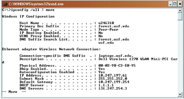 ON C:32.exe C:ipconfig /all more Windows IP Configuration Host Name Primary Dns Suffix. Node ...