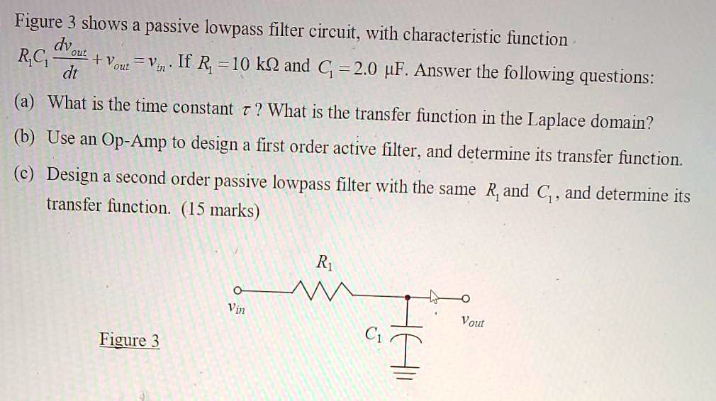 Figure 3 shows a passive lowpass filter circuit, with characteristic ...