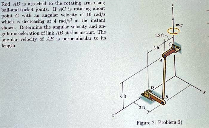 SOLVED: Rod AB is attached to the rotating arm using ball-and-socket joints. If AC is rotating ...