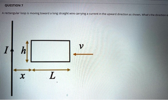 SOLVED: QUESTION 7 rectangular loop moving toward ong straight wire ...