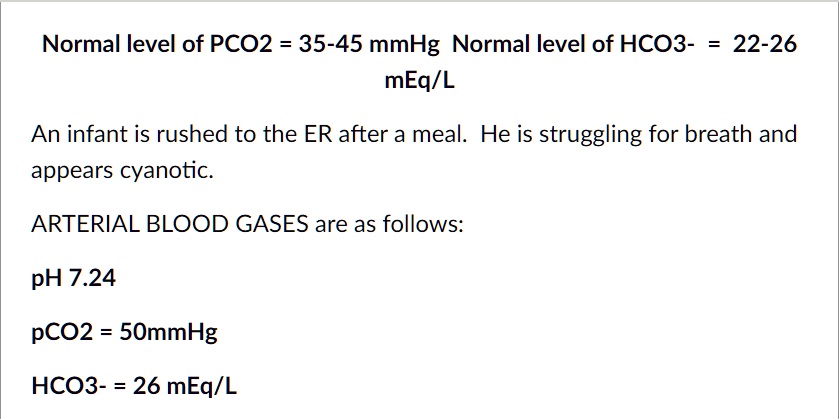Normal level of PCO2 = 35-45 mmHg Normal level of HCO3- = 22-26 mEq/L ...