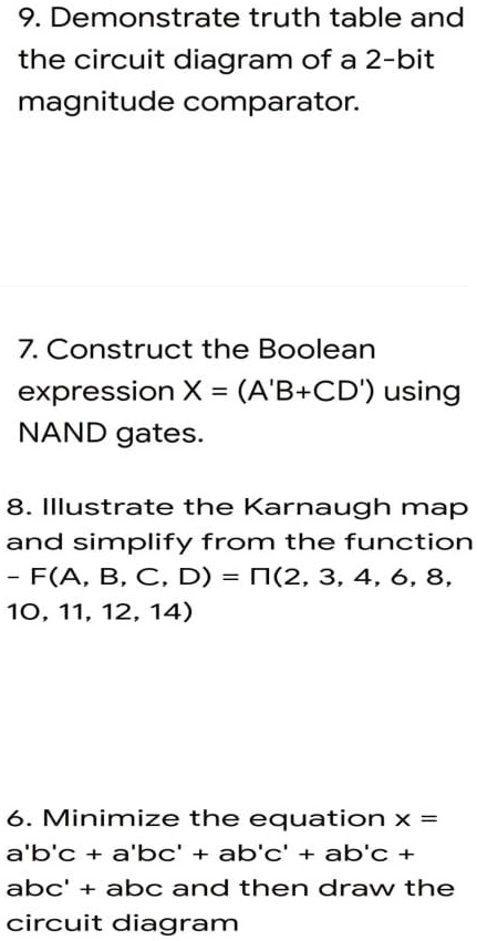 9. Demonstrate the truth table and the circuit diagram of a 2-bit ...