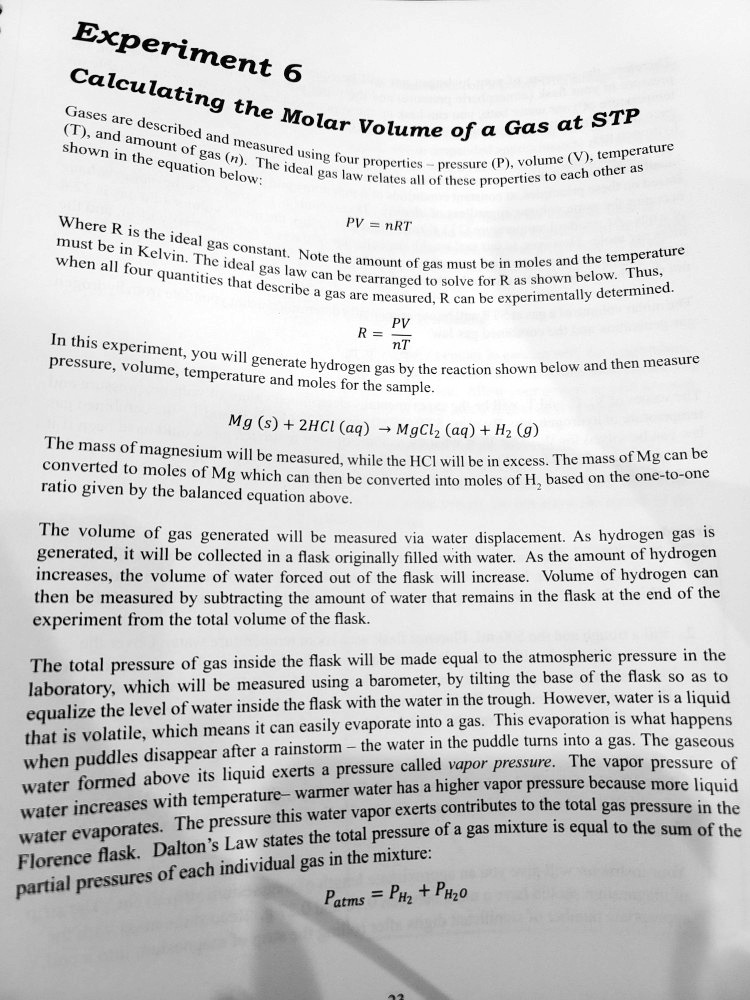 SOLVED Experiment 6 Calculating Gases The Ate Deseribed Molar Volume solved-experiment-6-calculating-gases-the-ate-deseribed-molar-volume