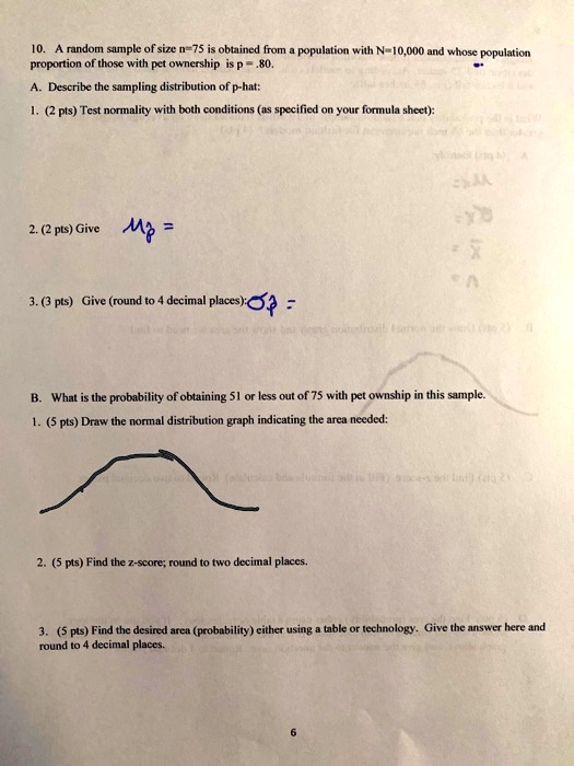 SOLVED: rndom sample of size n-75 obuained Ltemn populalion with N-I0 ...