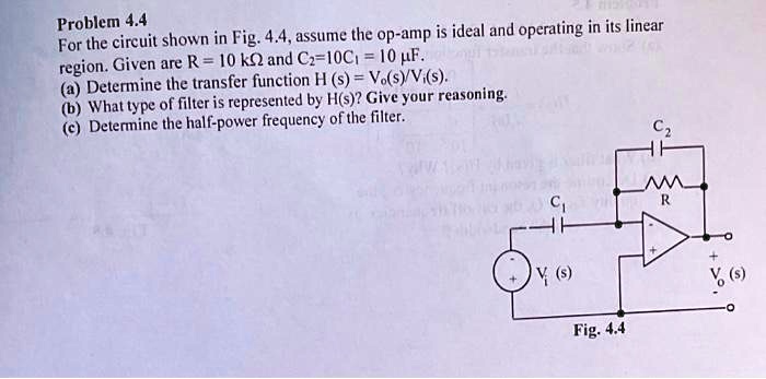 Problem 4.4 For the circuit shown in Fig. 4.4, assume the op-amp is ideal and operating in its ...
