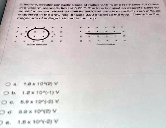 SOLVED: Text: A flexible circular conducting loop of radius 0.1 m and resistance 4.0 Ω is in a ...