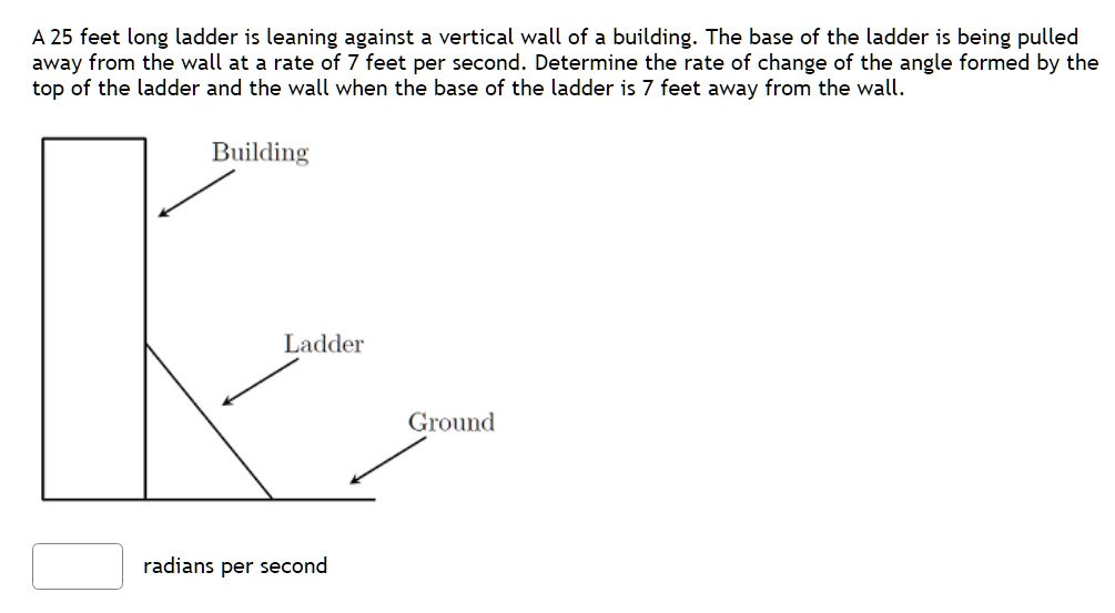A 25 feet long ladder is leaning against a vertical wall of a building ...