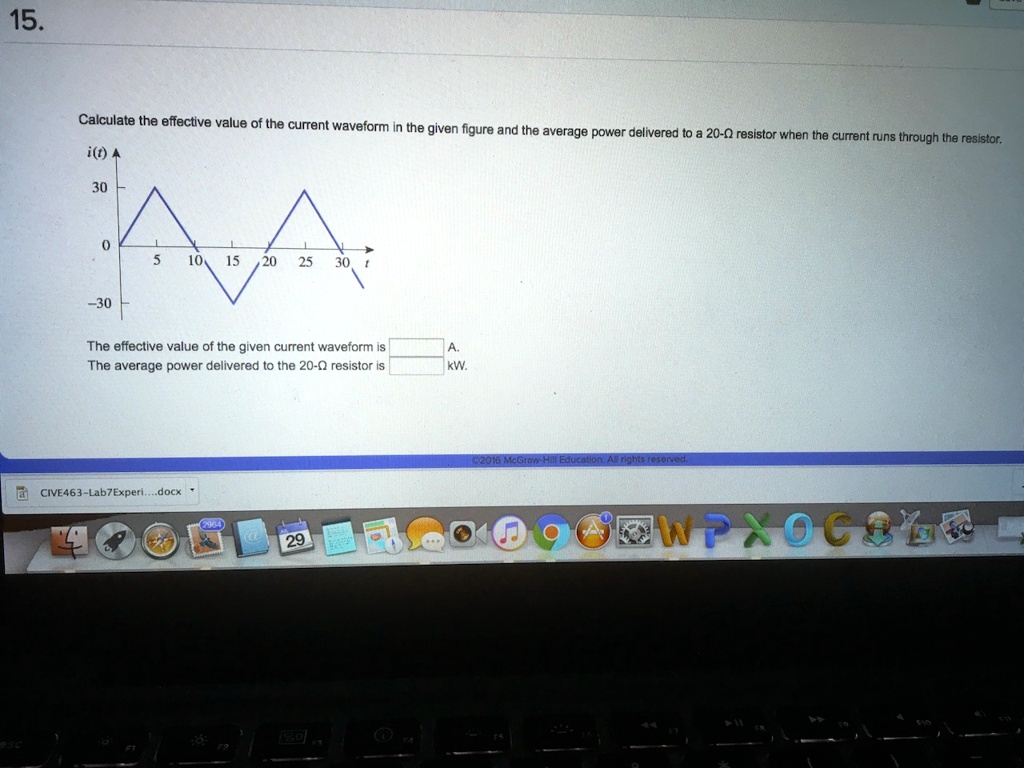 SOLVED: Calculate the effective value of the current waveform in the given figure and the ...