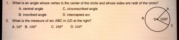 what is an angle whose vertex is the center of the circle and whose sides are radii of the ...