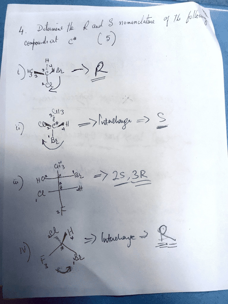 determine the r and s nomenclature of the following compounds correct ...