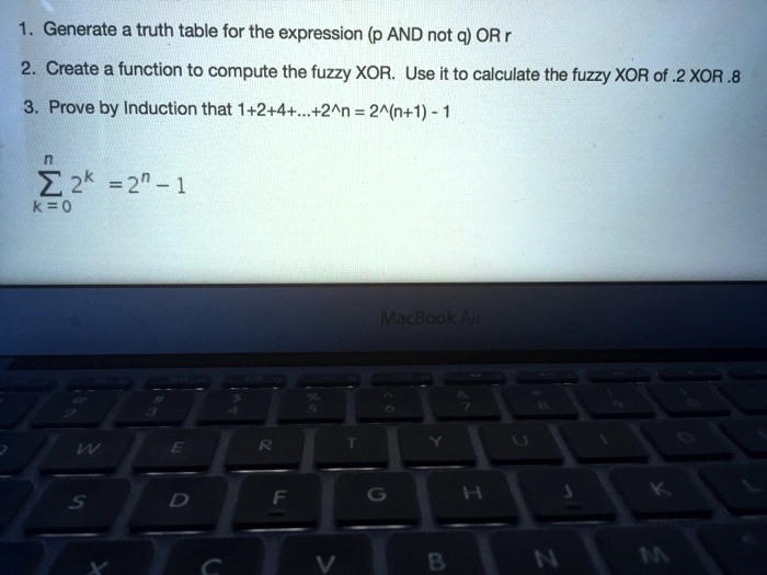 Generate a truth table for the expression (p AND not q) OR r. Create a ...