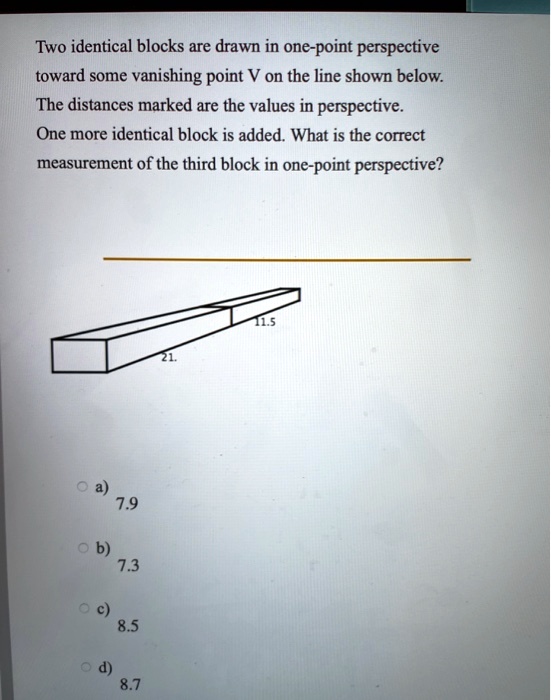 two identical blocks are drawn in one point perspective toward some ...