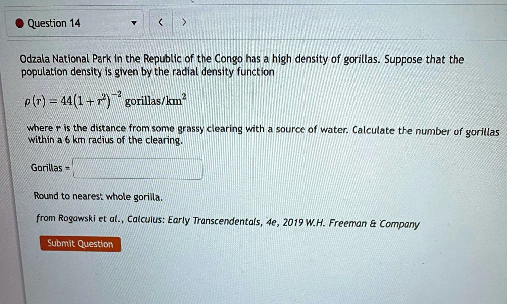 SOLVED: Question 14 Odzala National Park in the Republic of the Congo has a high density of ...