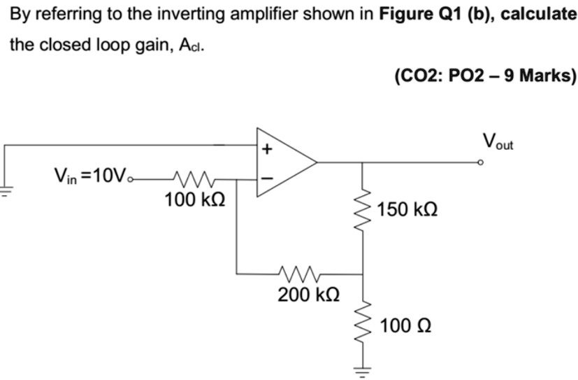 SOLVED: By referring to the inverting amplifier shown in Figure Q1 (b), calculate the closed ...