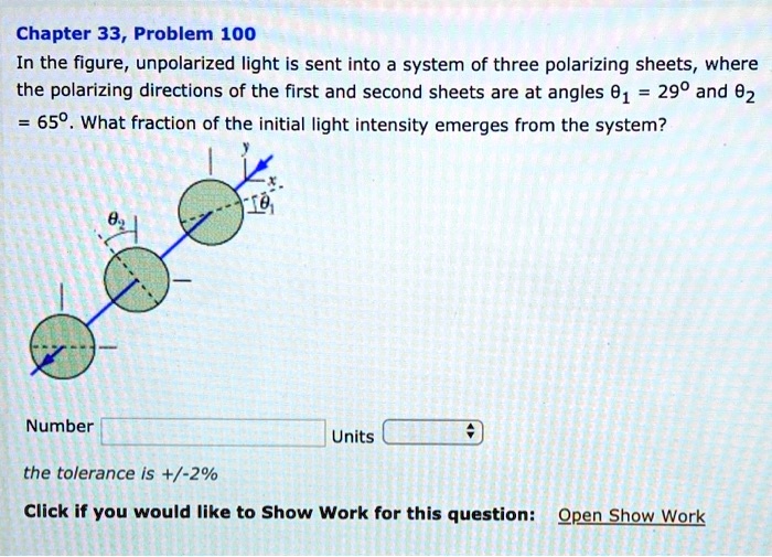 SOLVED: Chapter 33, Problem 100 In the figure, unpolarized light is sent into system of three ...