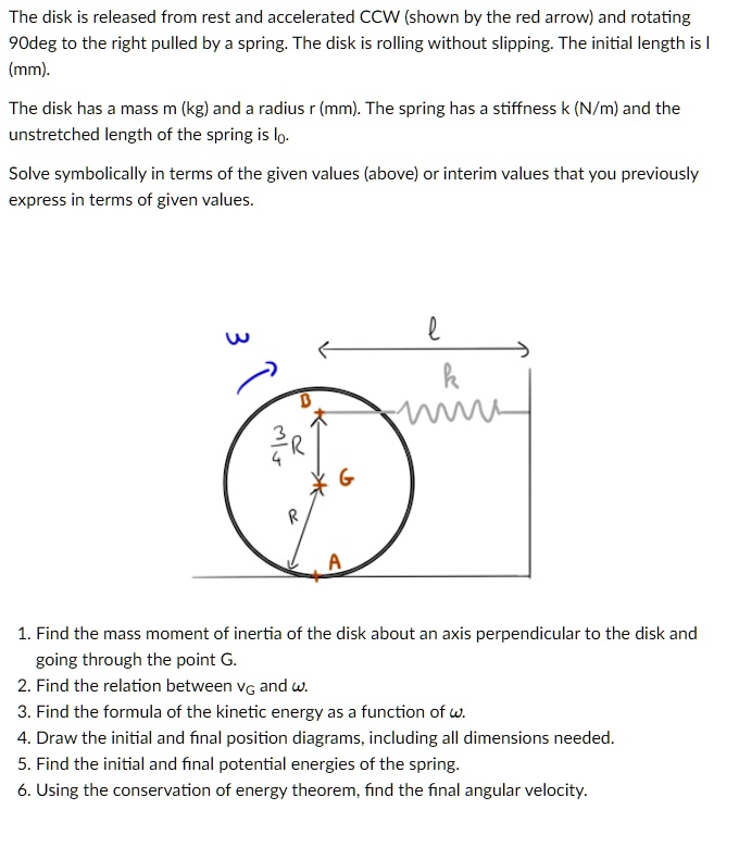 the disk is released from rest and accelerated ccw shown by the red ...