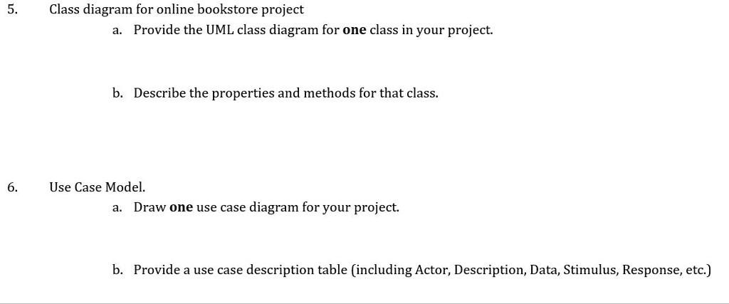 SOLVED: Class diagram for online bookstore project a. Provide the UML ...