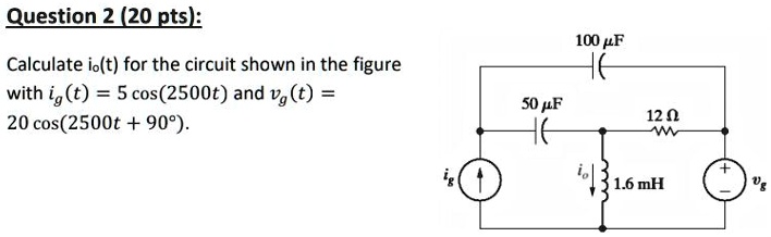 SOLVED: Question 2 (20 pts): 100Î© Calculate i0(t) for the circuit shown in the figure with iat ...