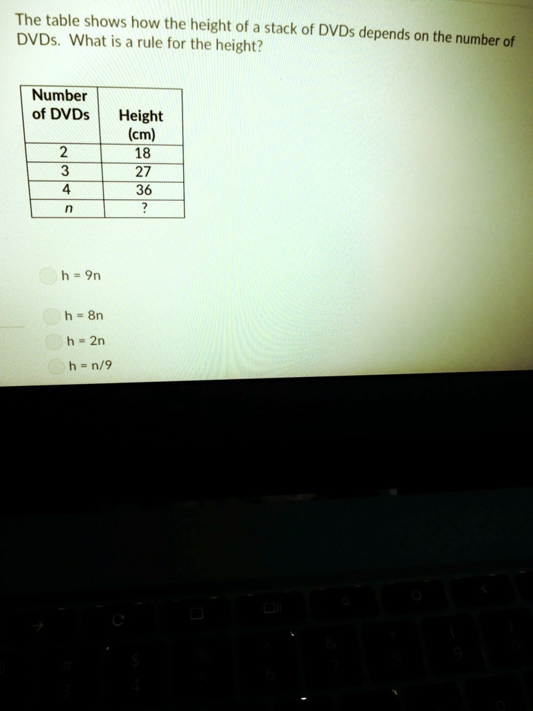 SOLVED: 'Q # 6 anybody know the answer please The table shows how the height of a stack of DVDs ...