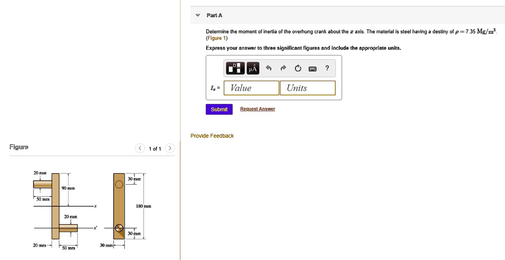 Part A Determine the moment of inertia of the overhung crank...