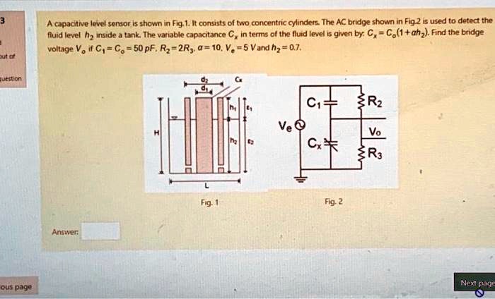 A capacitive level sensor is shown in Fig. 1. It consists of two concentric cylinders. The AC ...