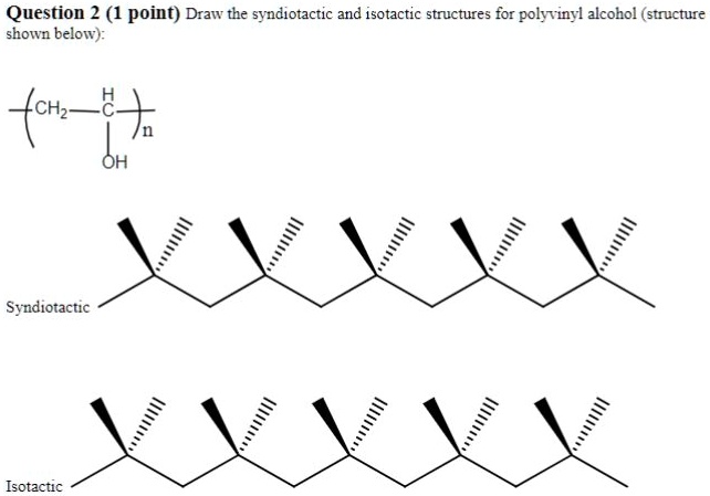 SOLVED: Question 2 (1 point) Draw the syndiotactic and isotactic ...