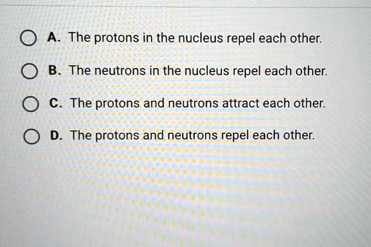 SOLVED: 'What is an effect of electrostatic forces inside the nucleus ...