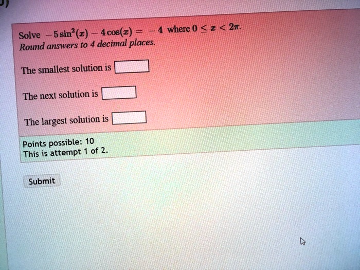SOLVED: 4cos(e) where 0
