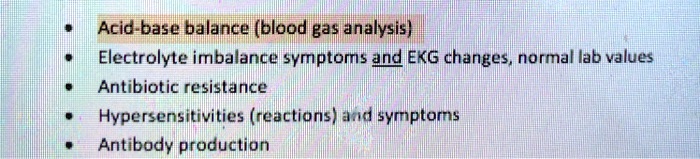 SOLVED: Acid-base balance and blood gas analysis Electrolyte imbalance ...