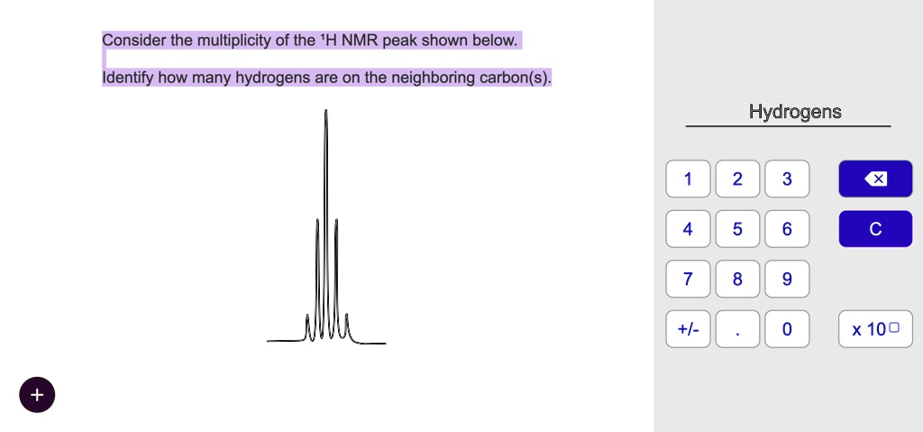Consider the multiplicity of the ^1H NMR peak shown below. Identify how ...