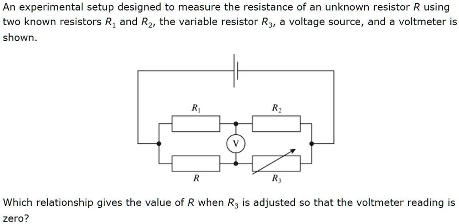 SOLVED: An experimental setup designed to measure the resistance of an unknown resistor R using ...