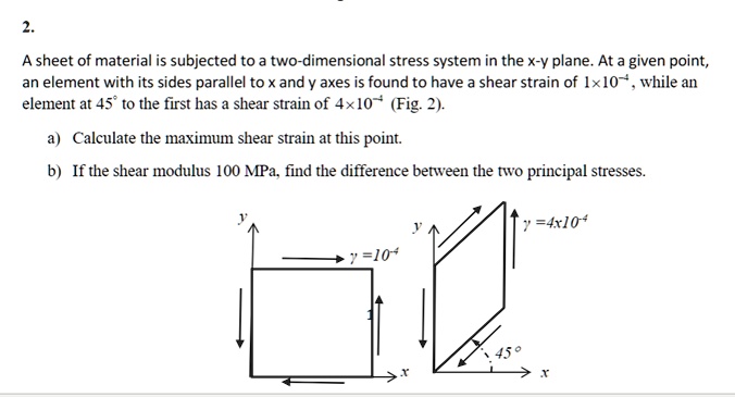 SOLVED: A sheet of material is subjected to a two-dimensional stress system in the x-y plane. At ...