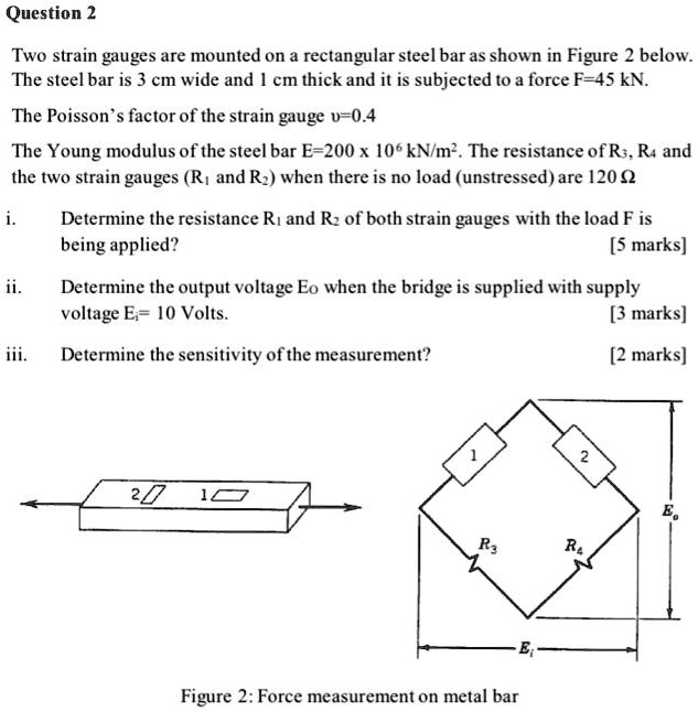SOLVED: Two strain gauges are mounted on a rectangular steel bar as ...