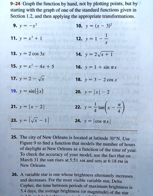 9 24 graph the function by hand not by plotting points but by starting with the graph of one of ...