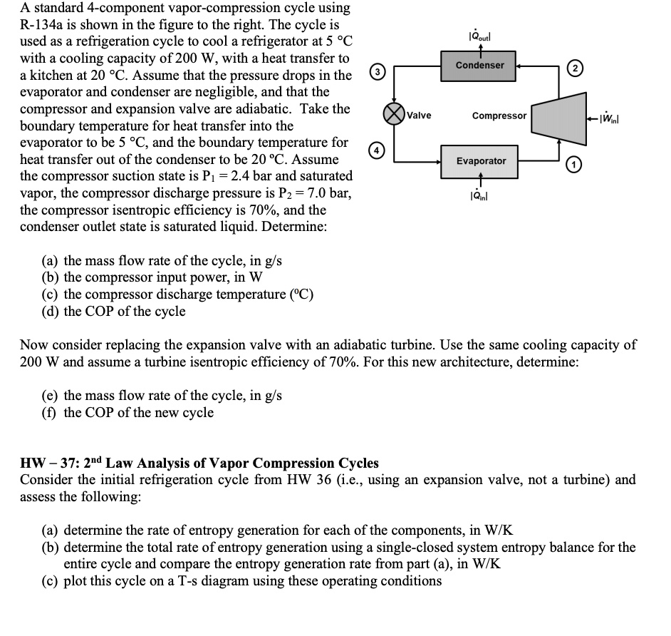 Please help with HW 37 A standard 4-component vapor-compression cycle ...