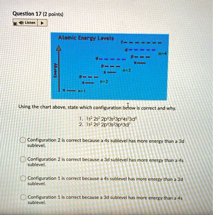 SOLVED: Question 17 (2 points) LIsten Alomic Energy Levels Using the ... SOLVED: Question 17 (2 points) LIsten Alomic Energy Levels Using the ...