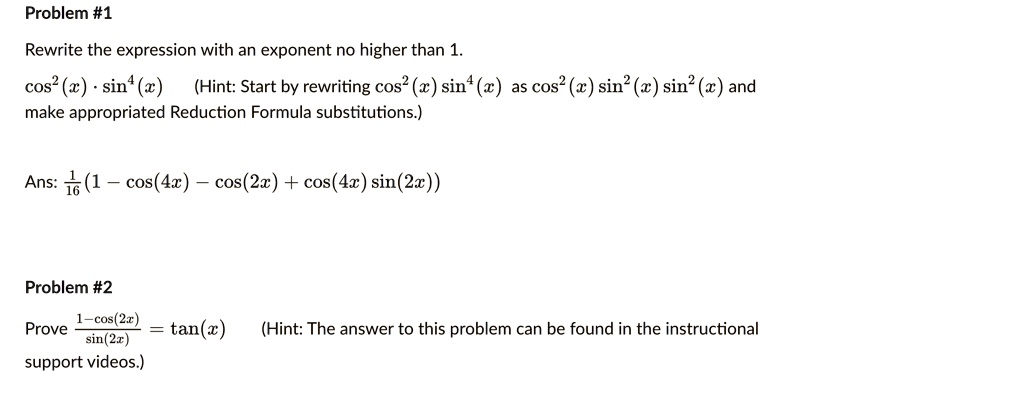 SOLVED: Problem #1 Rewrite the expression with an exponent no higher ...