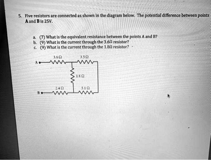 SOLVED: Five resistors are connected as shown in the diagram below: The ...