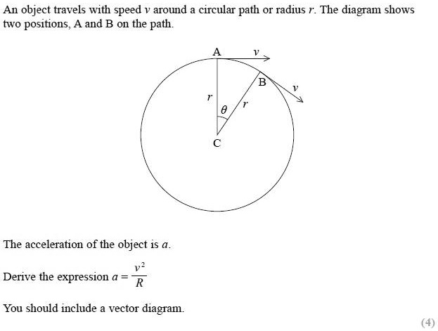 An object travels with speed v around a circular path or radius r. The ...