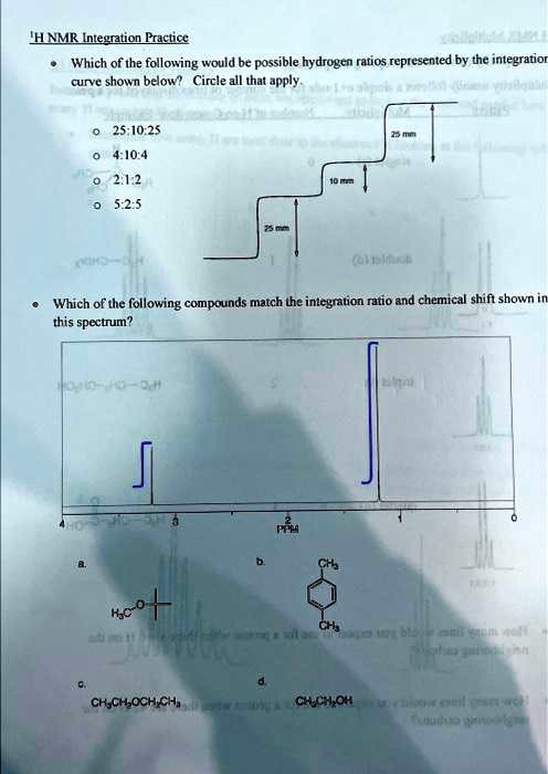 SOLVED: H NMR Integration Practice H NMR Integration Practice Which of ...