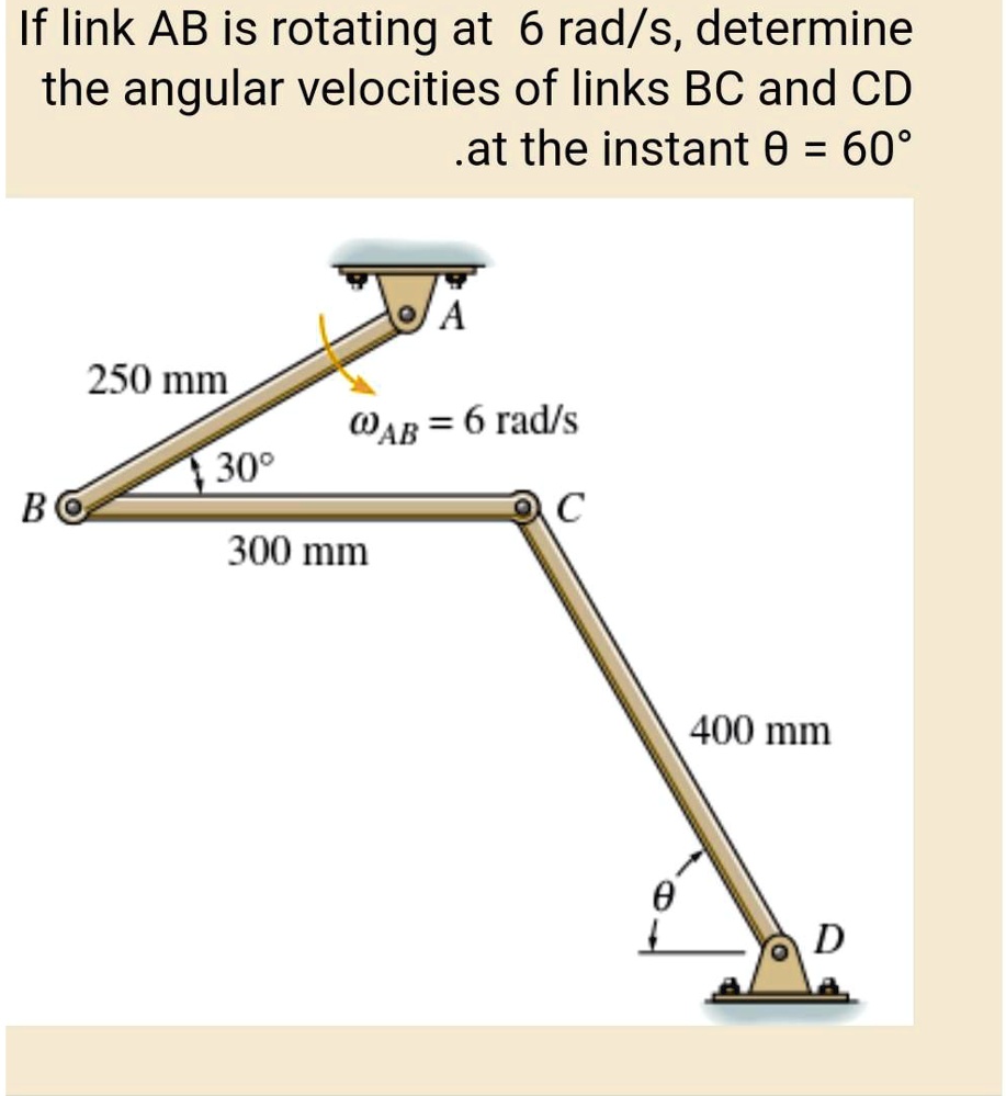 Solved If Link Ab Is Rotating At 6 Rads Determine The Angular Velocities Of Links Bc And Cd